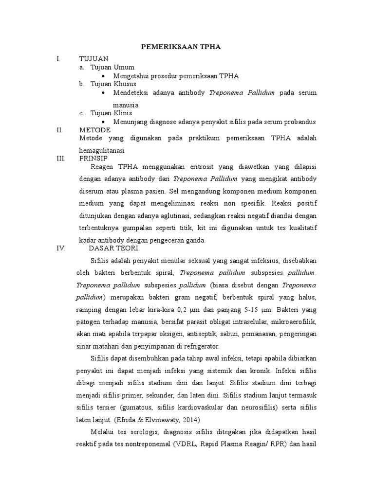 Pemeriksaan Tpha | PDF | Sains & Matematika