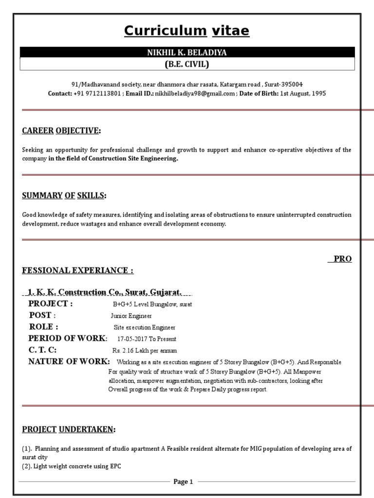 Nikhil CV | PDF | Science And Technology | Engineering