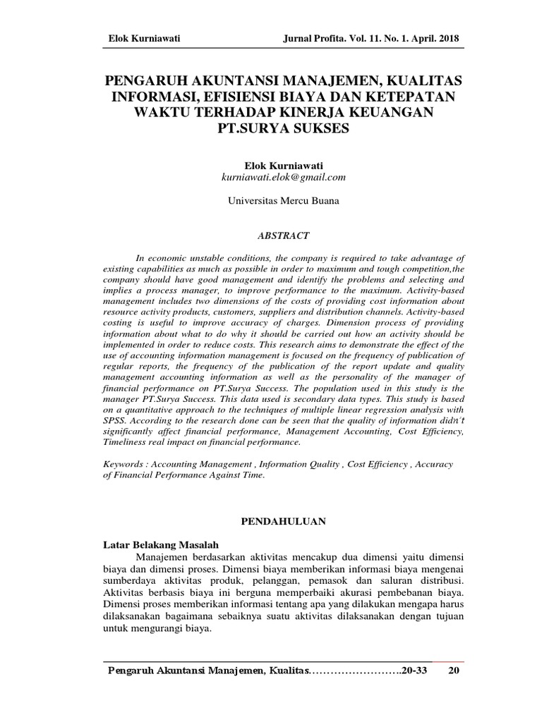 Pengaruh Akuntansi Manajemen Kualitas | PDF | Errors And Residuals ...