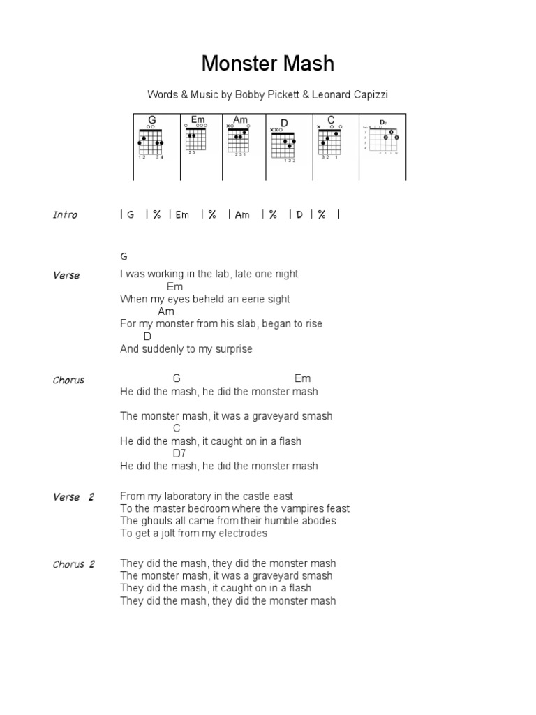 Monster Mash Song Lyrics | PDF