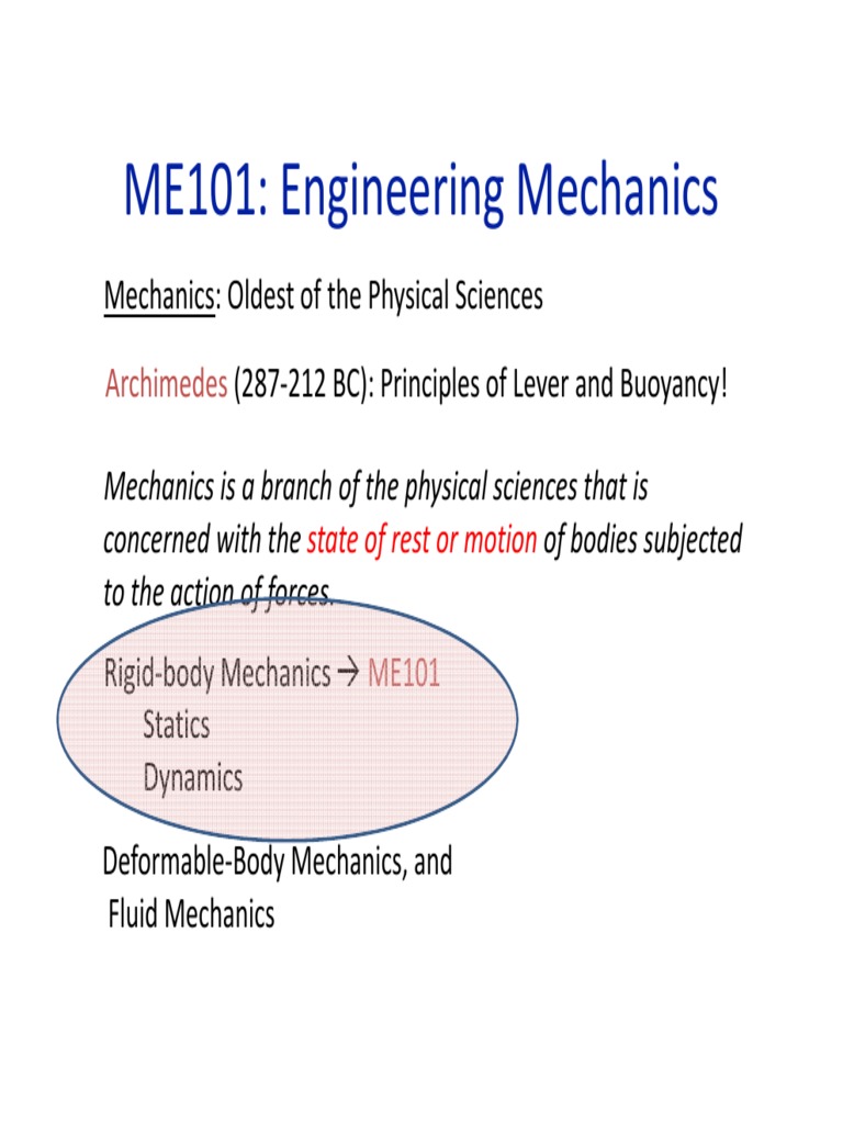 ME101 Engineering Mechanics Fundamentals | PDF | Euclidean Vector | Classical Mechanics
