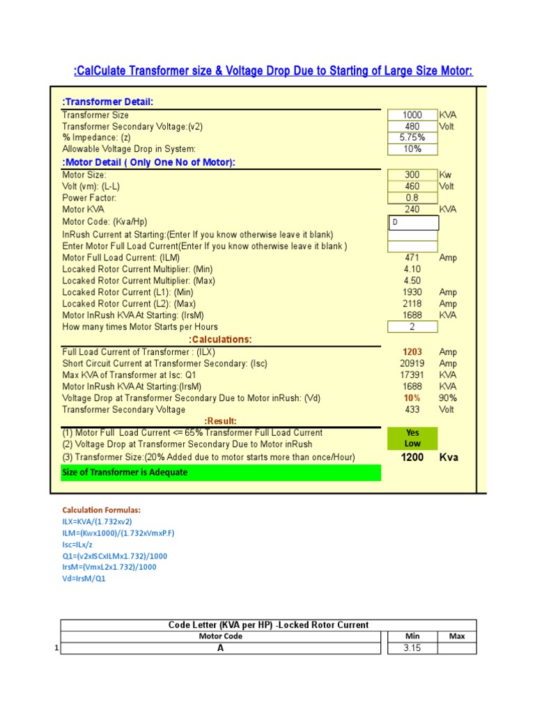 Transformer Size - Voltage Drop Due To Starting of Large Size of Motors ...