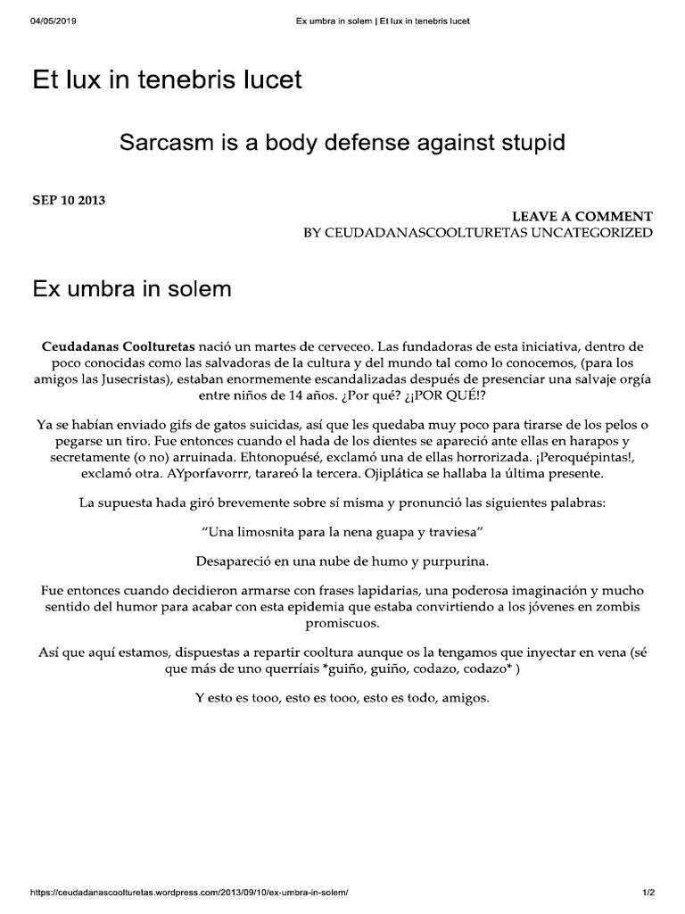 Ex Umbra in Solem Et Lux in Tenebris Lucet | PDF