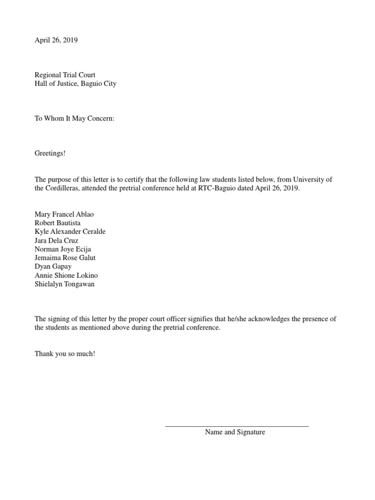 Letter of Attendance | PDF