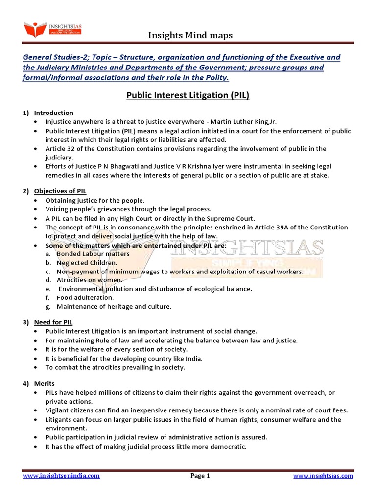 Public Interest Litigation PIL | PDF | Public Sphere | Public Law