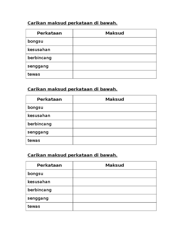 Carikan Maksud Perkataan Di Bawah | PDF