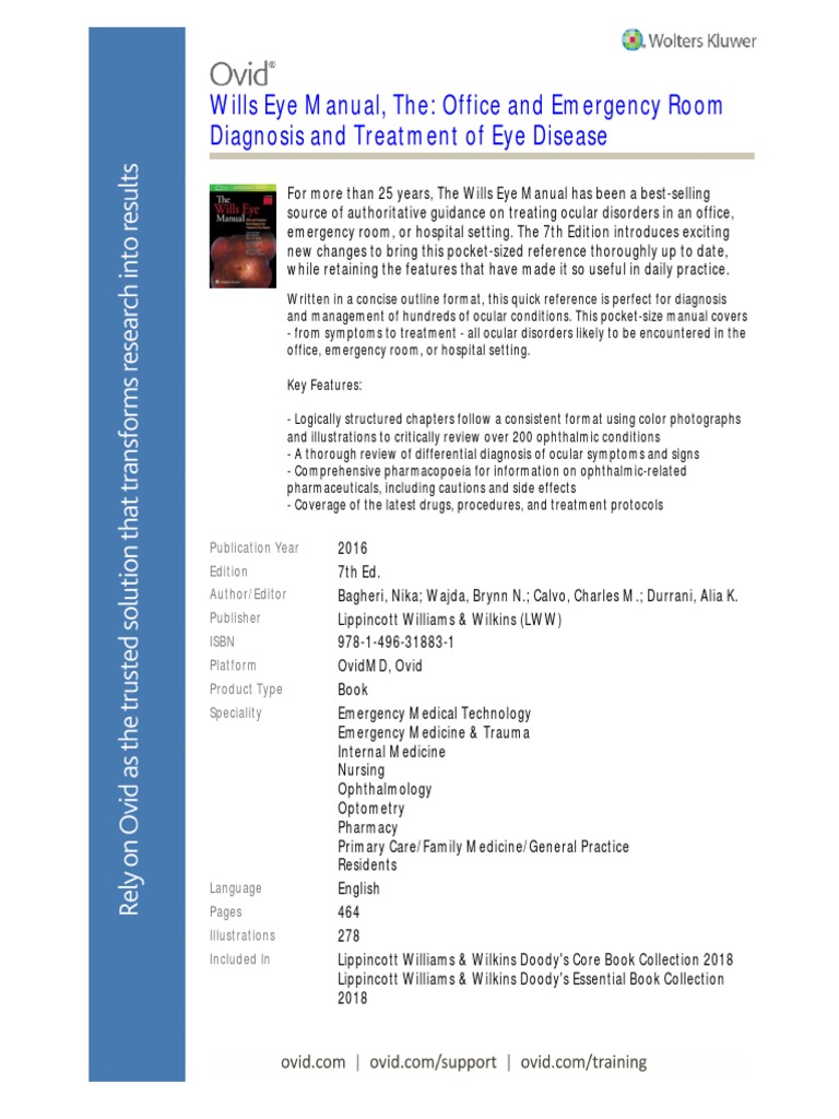 Wills Eye Manual, The: Office and Emergency Room Diagnosis and ...