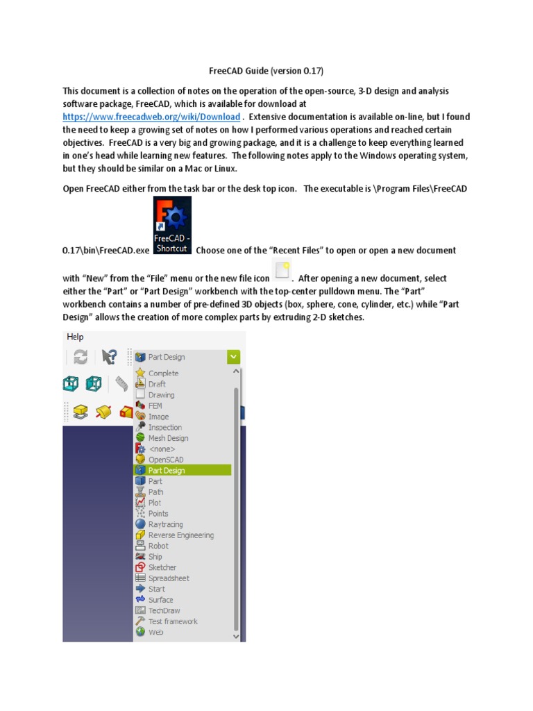 FreeCAD Guide - PDF | PDF | Icon (Computing) | Menu (Computing)