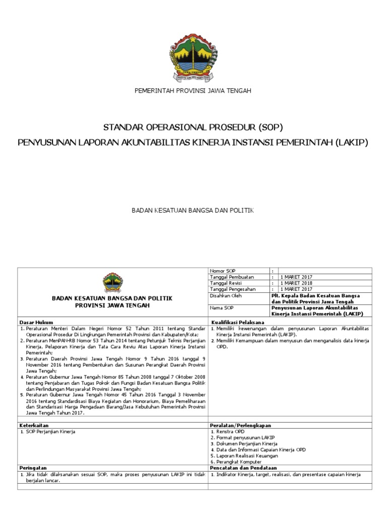 Sop Penyusunan Lakip | PDF