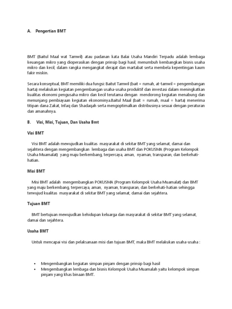 A. Pengertian BMT | PDF