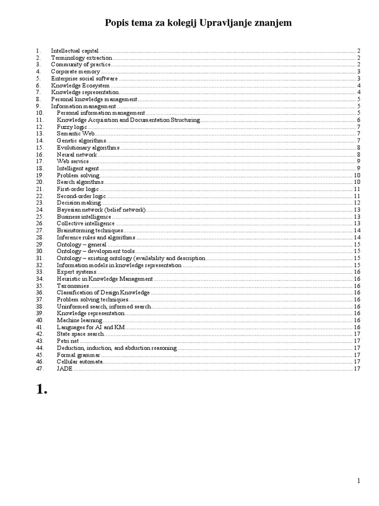Popis Tema Za Kolegij Upravljanje Znanjem | Download Free PDF | Bayesian Network | First Order Logic