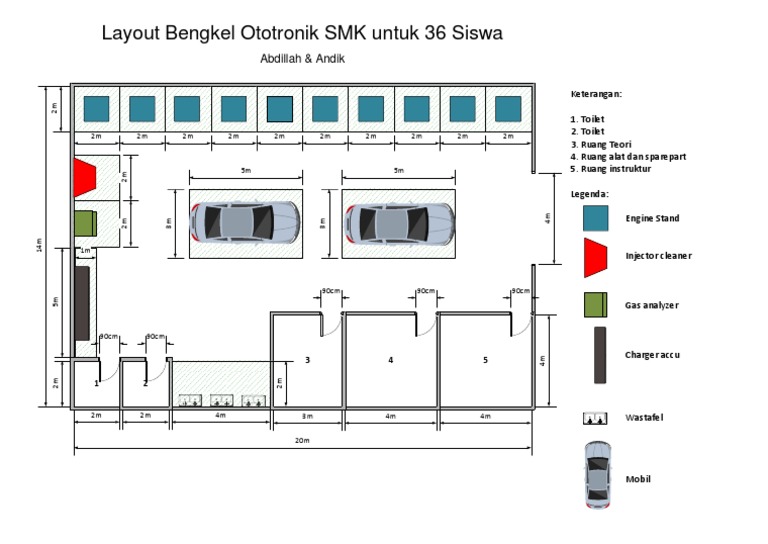 Layout Bengkel Ototronik SMK Untuk 36 Siswa: Abdillah & Andik | PDF
