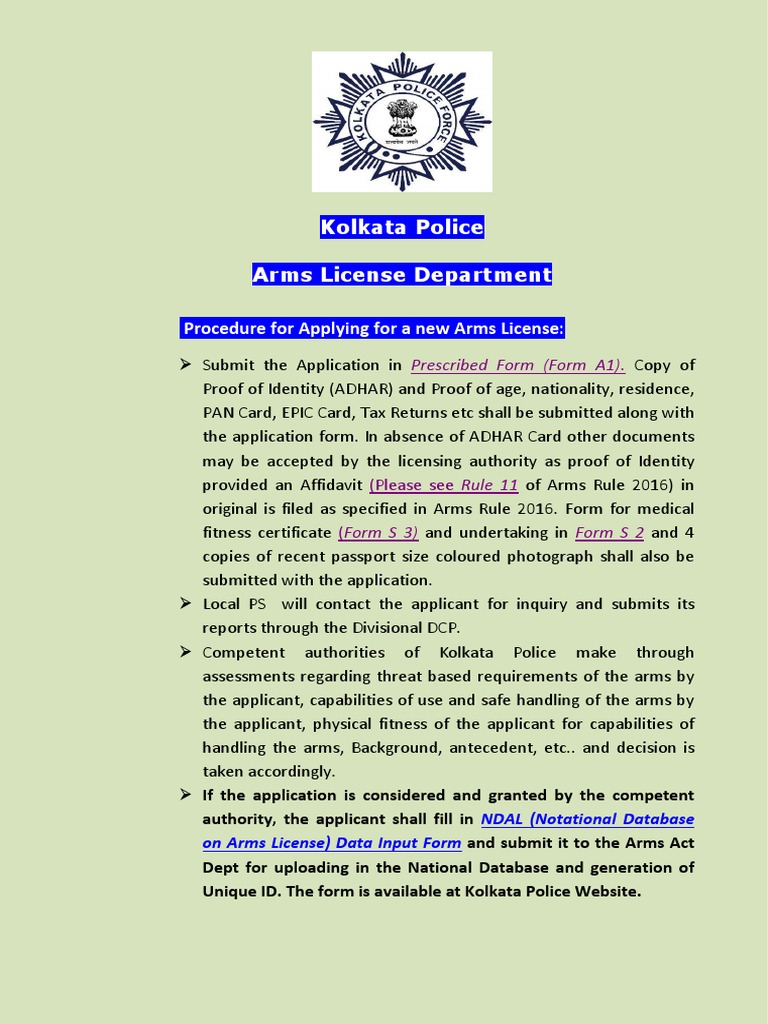 Gun License Application Process in WB | PDF | Identity Document ...