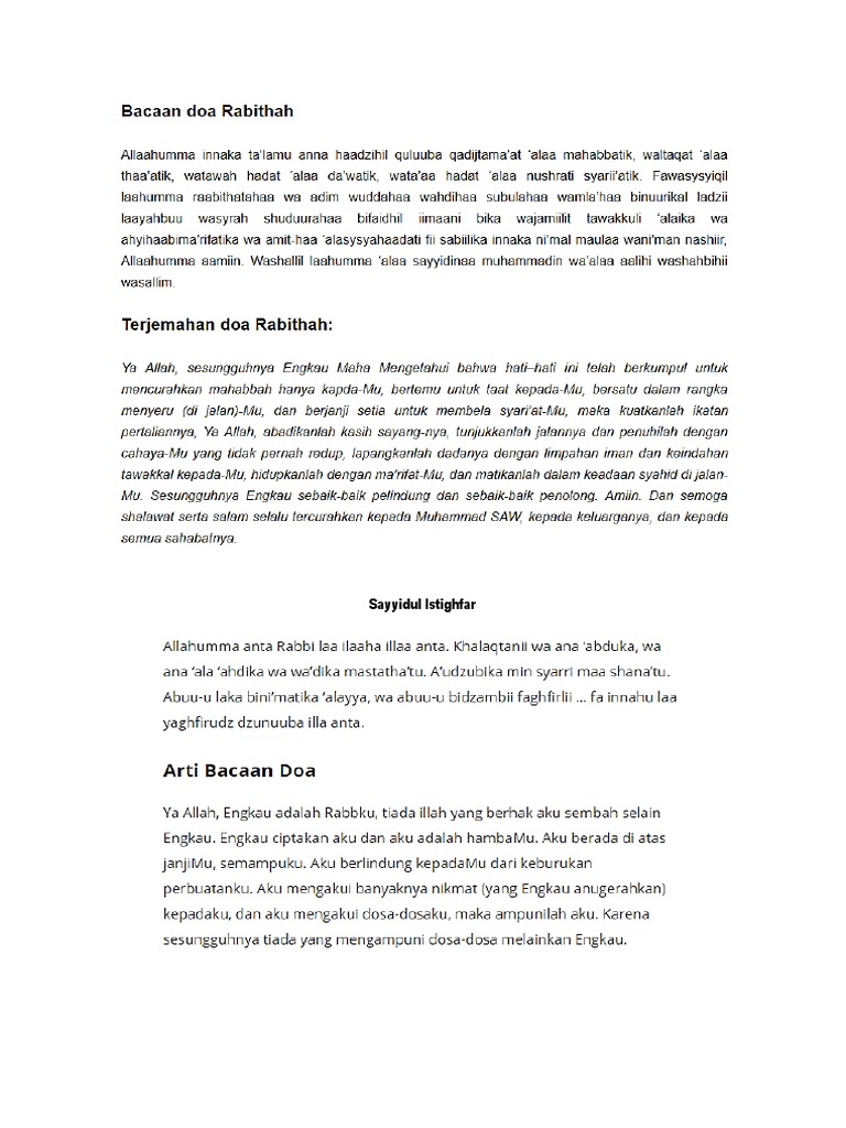 Doa Rabithah | PDF