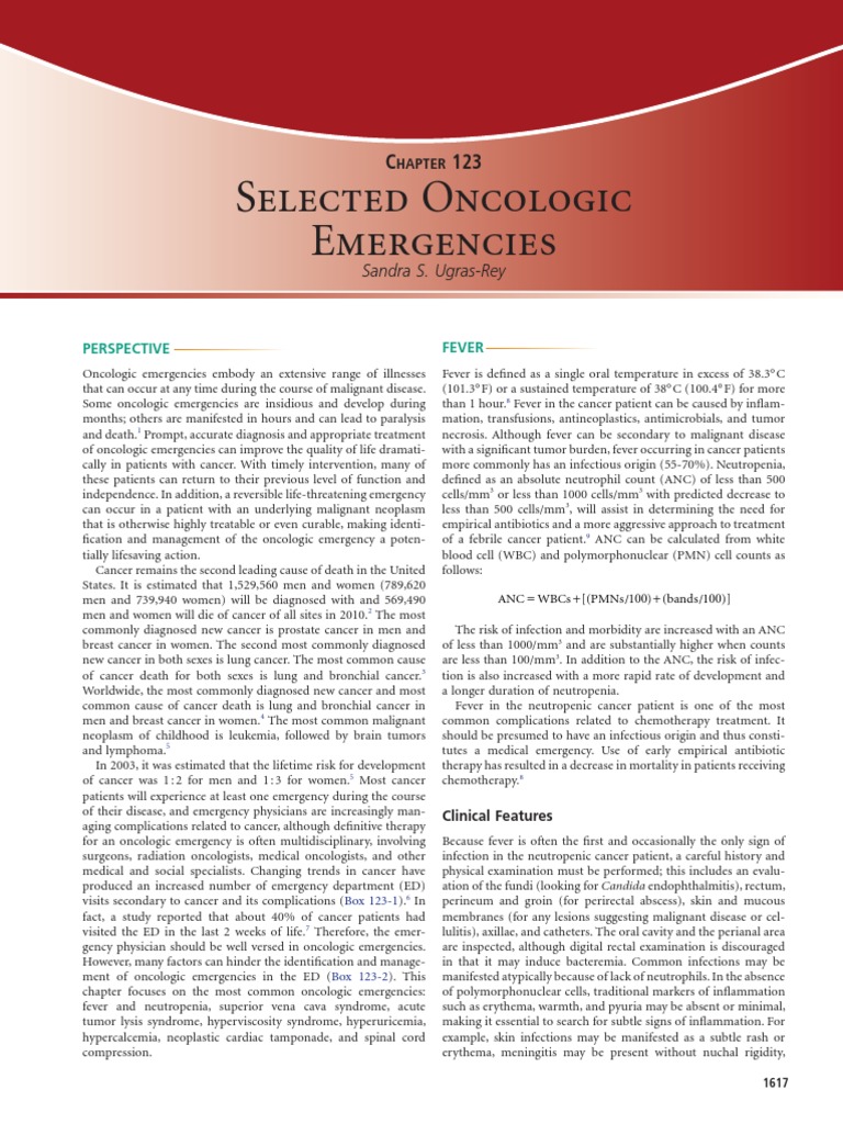 Selected Oncologic Emergencies: Sandra S. Ugras-Rey | PDF ...