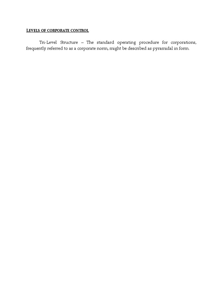 Levels of Corporate Control | PDF | Self-Improvement