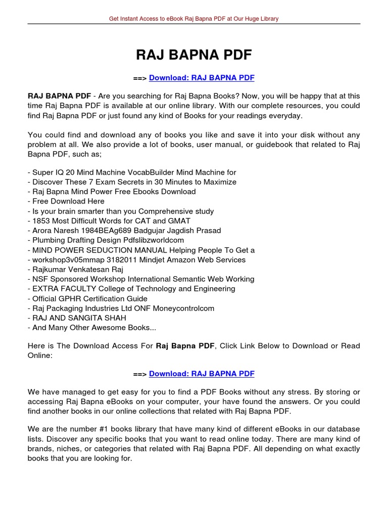 Raj Bapna PDF: RAJ BAPNA PDF - Are You Searching For Raj Bapna Books ...