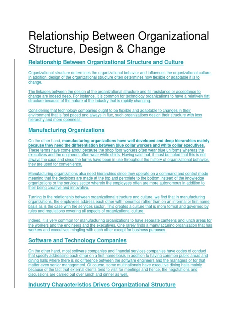 Relationship Between Organizational Structure | Download Free PDF ...