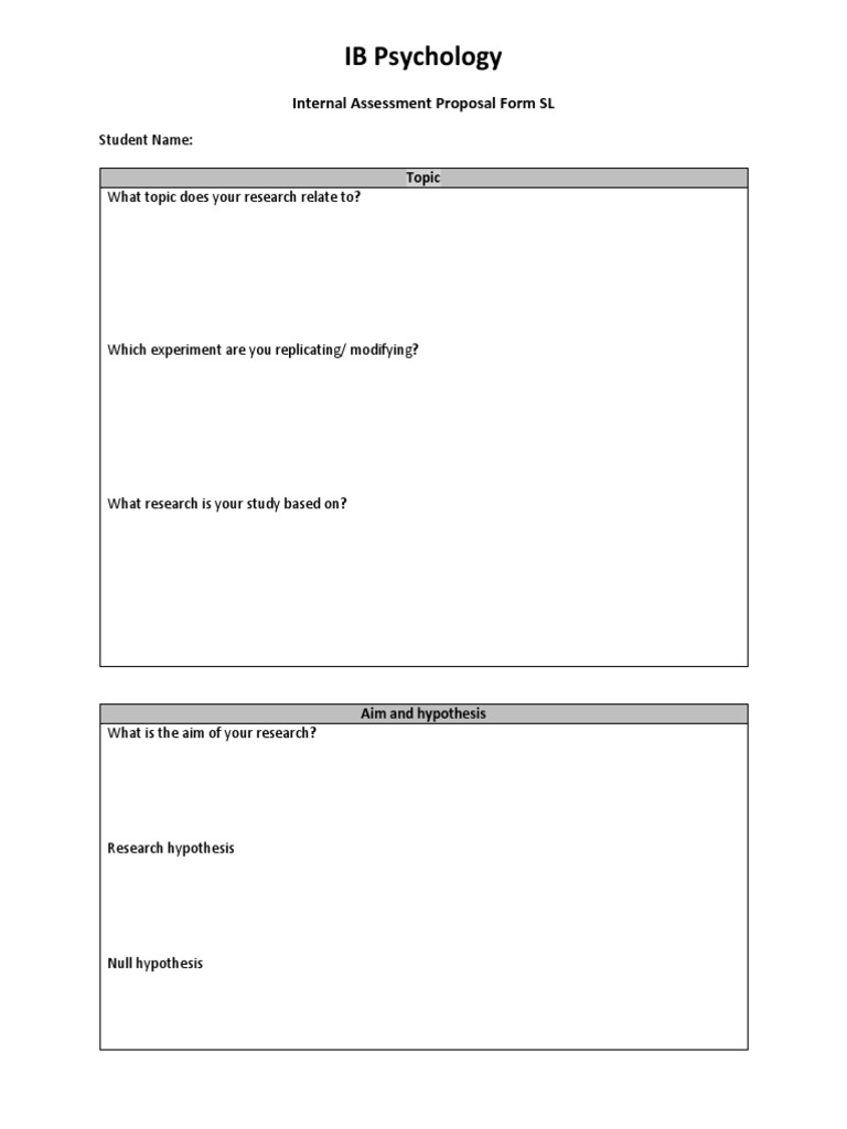 chemistry IA Proposal Form | Design Of Experiments | Experiment