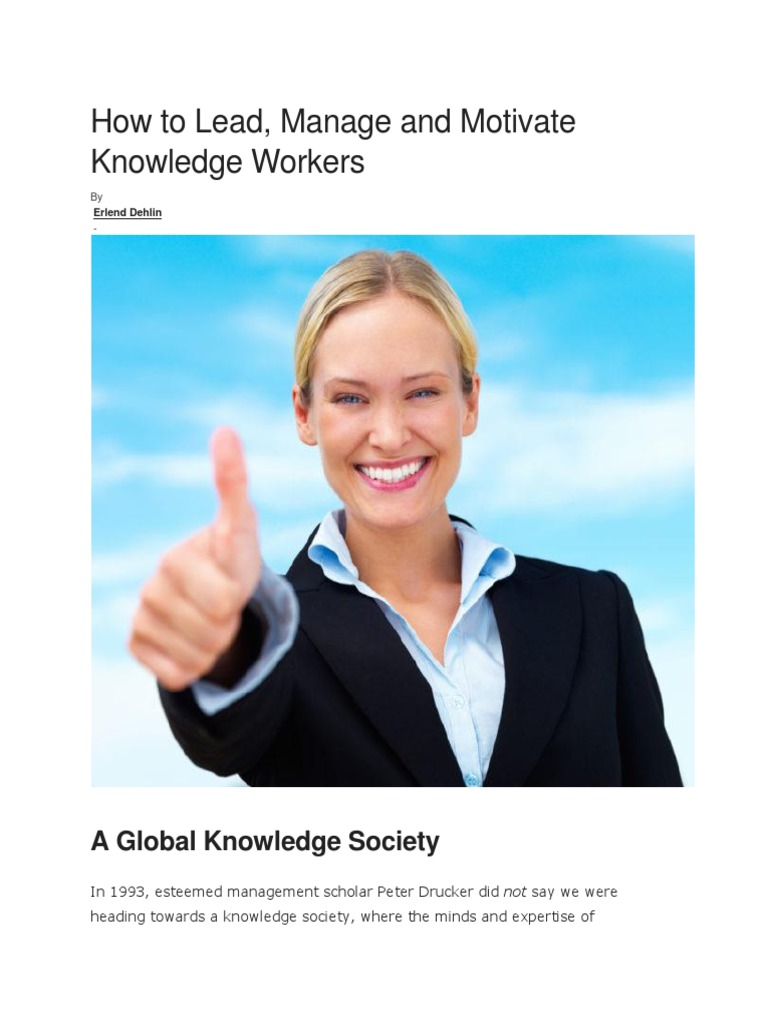 How To Lead Manage And Motivate Knowledge Workers Pdf Knowledge