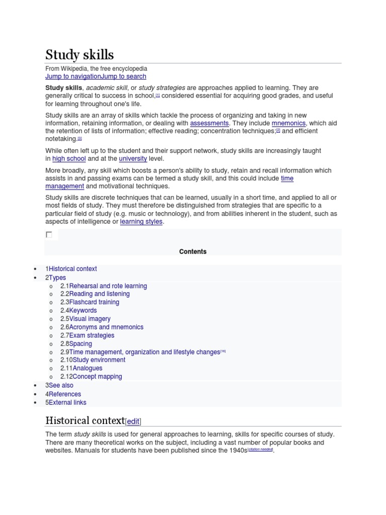 Study Skills Pdf Study Skills Teaching