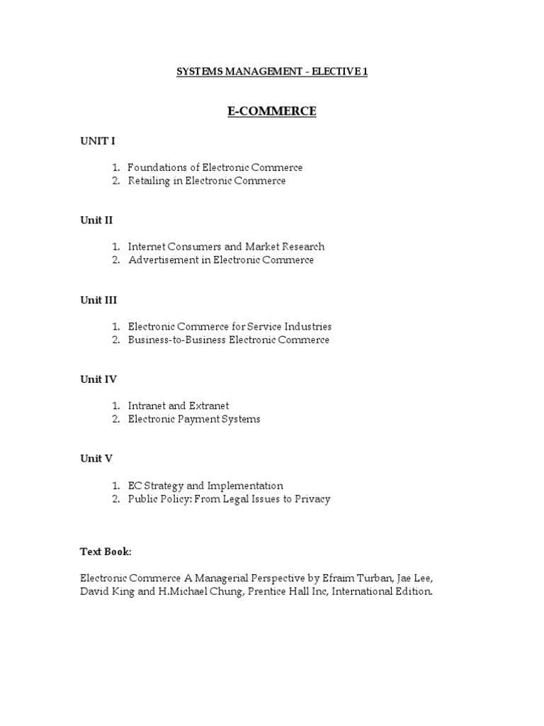 E-Commerce Systems Management Course | PDF