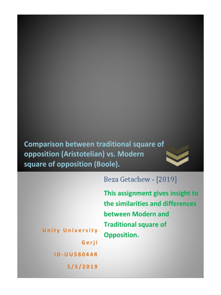 Comparison between traditional square of opposition (Aristotelian) vs ...