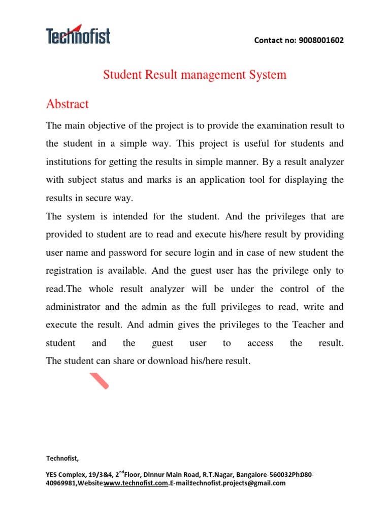 Student Result Management System Overview | PDF