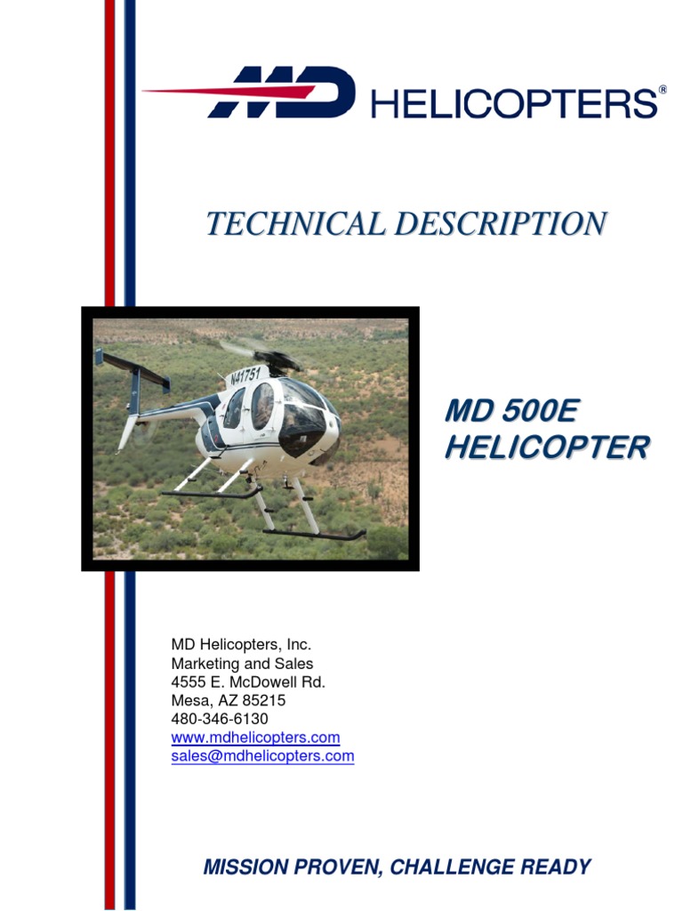 MD500E Tech Desc PDF | PDF | Helicopter Rotor | Cockpit