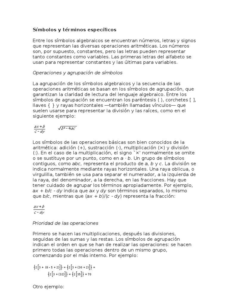 Símbolos y Términos Específicos | PDF