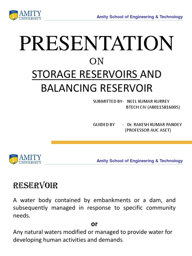 Storage Reservior and Balancing Reservoir | PDF | Reservoir | Dam