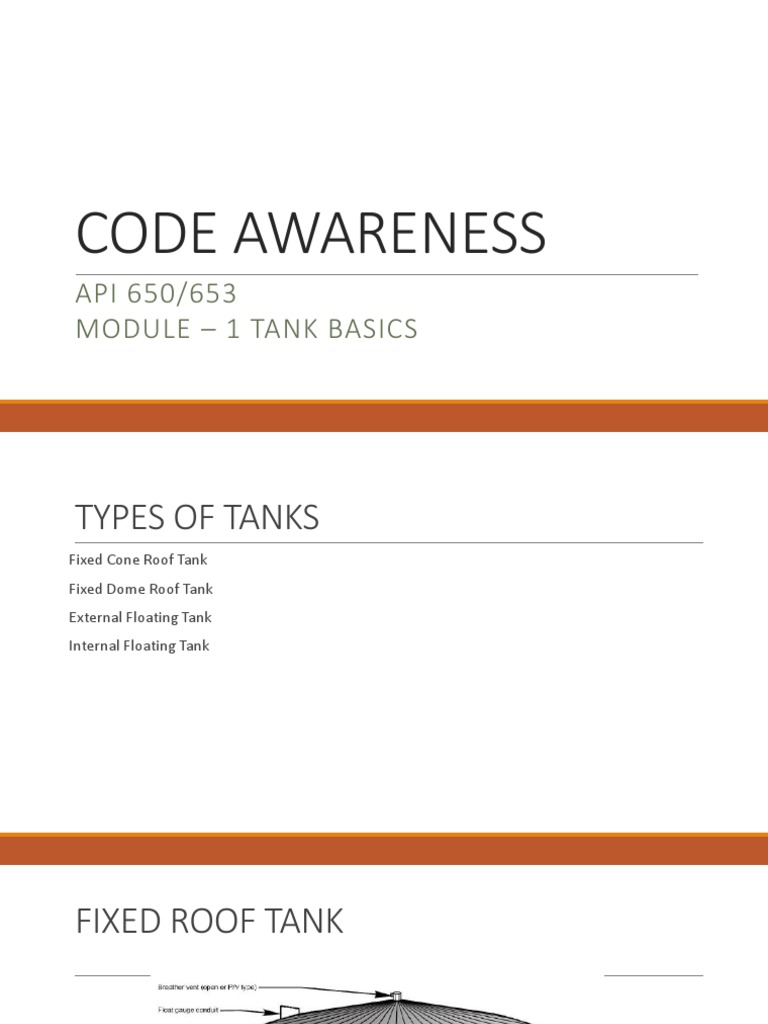 Code Awareness: API 650/653 Module - 1 Tank Basics | PDF | Corrosion ...