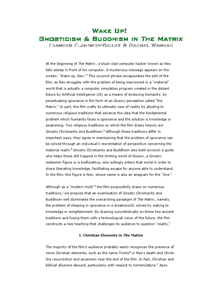 Gnosticismo y Budismo en Matrix | PDF | Gnosticism | Jesus