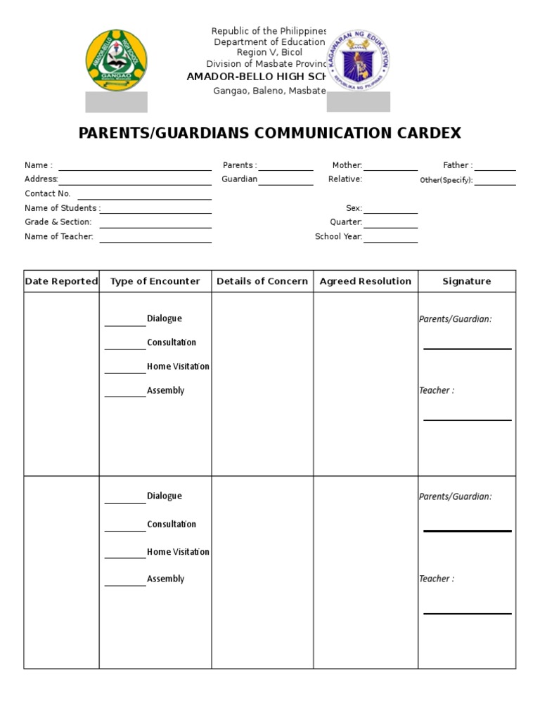 Learners Guardian Communication Cardex | PDF | Behavior Modification | Learning