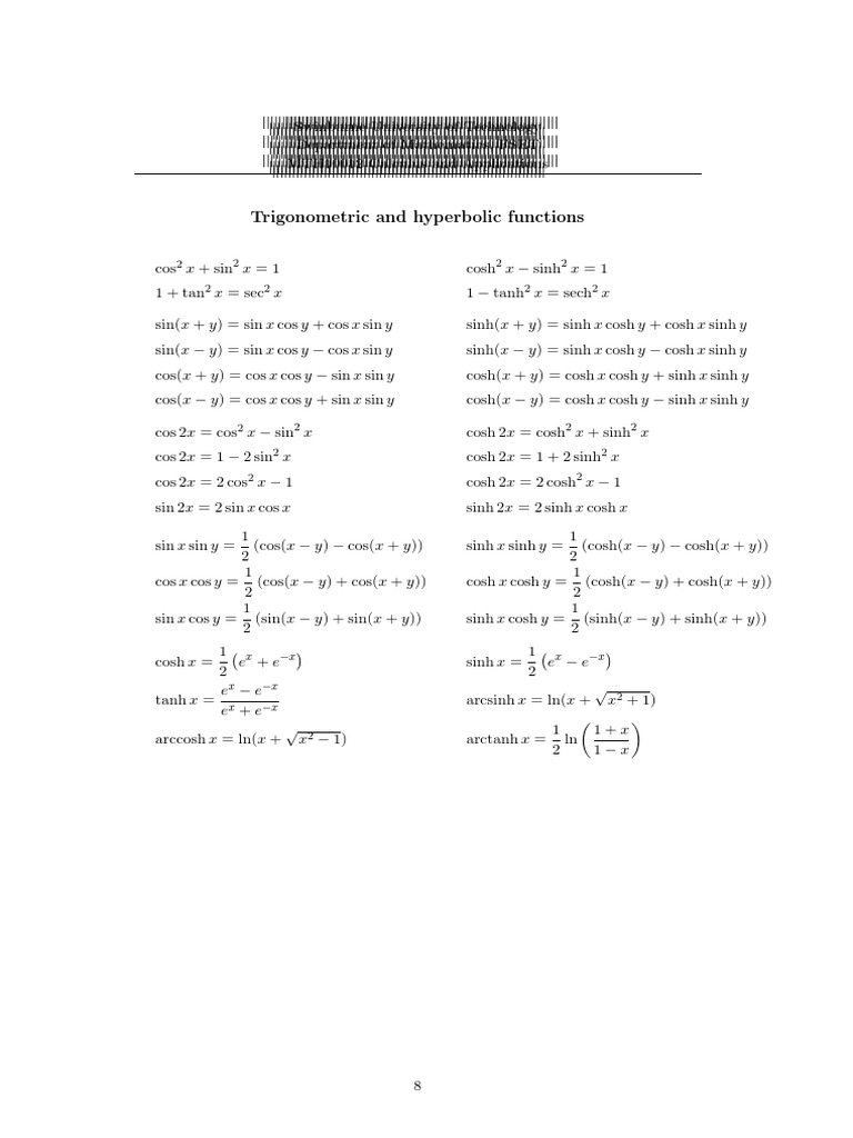 Calculus and Applications Formula Sheet | PDF | Sine | Trigonometric ...