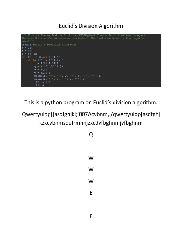 Euclid's Division Algorithm | PDF