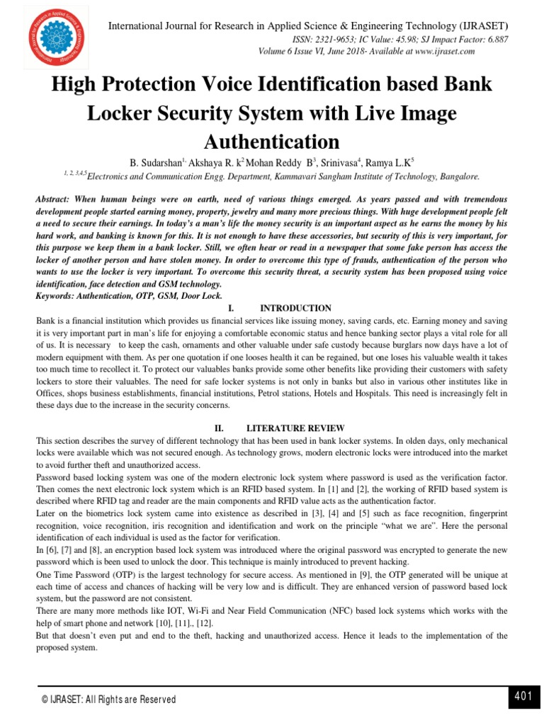 High Protection Voice Identification Based Bank Locker Security System ...