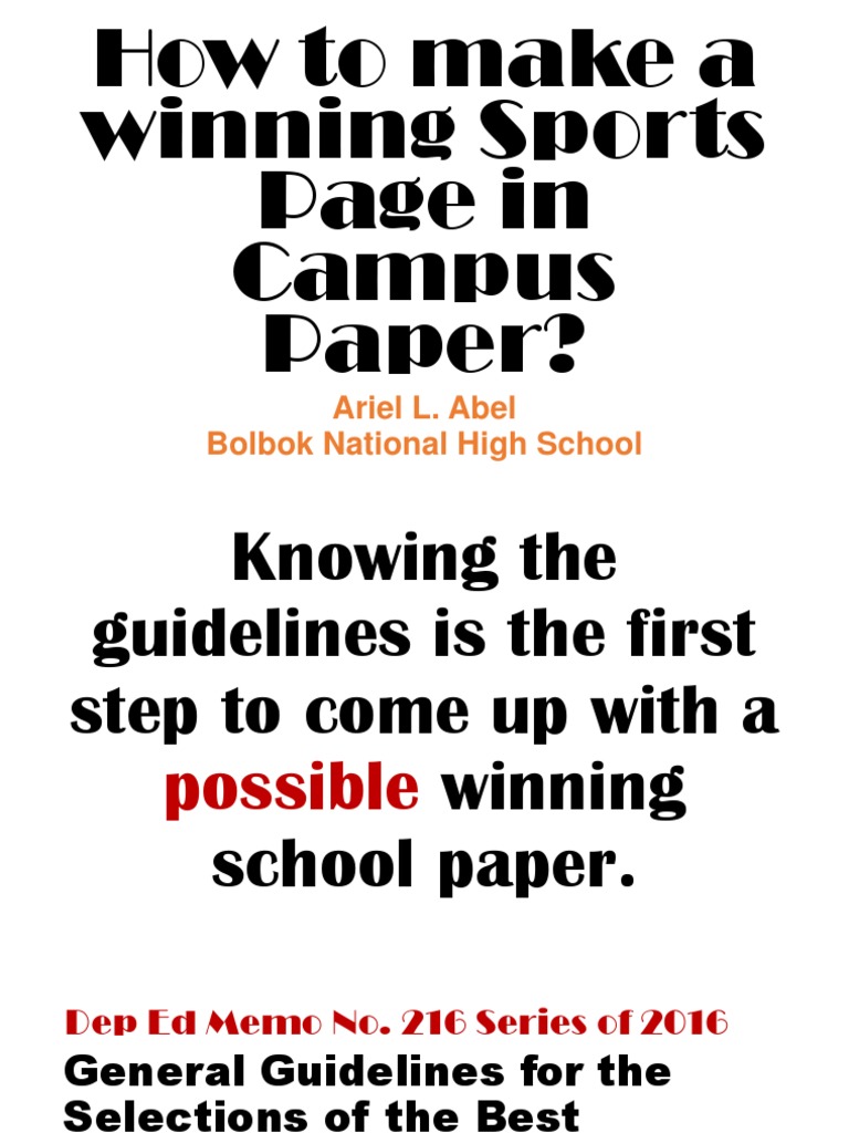 How To Make A Winning Sports Page in Campus Papers | PDF | Sports ...