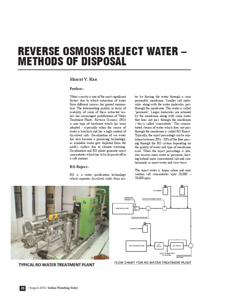 201608-26-Reverse Osmosis Reject Water - Methods of Disposal | PDF ...