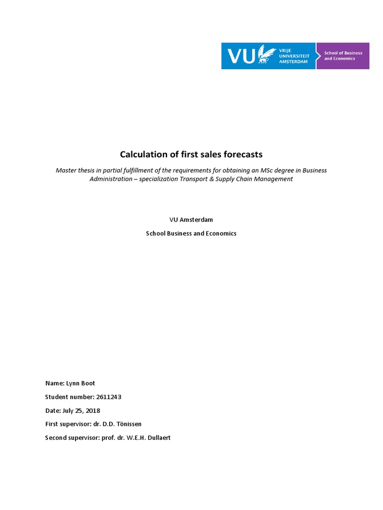 Calculation of First Sales Forecasts | PDF | Forecasting | Mathematical ...