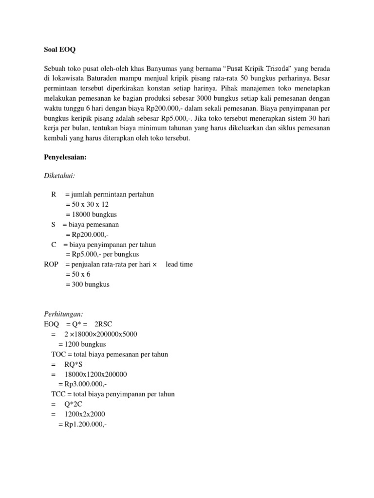 Soal EOQ | PDF