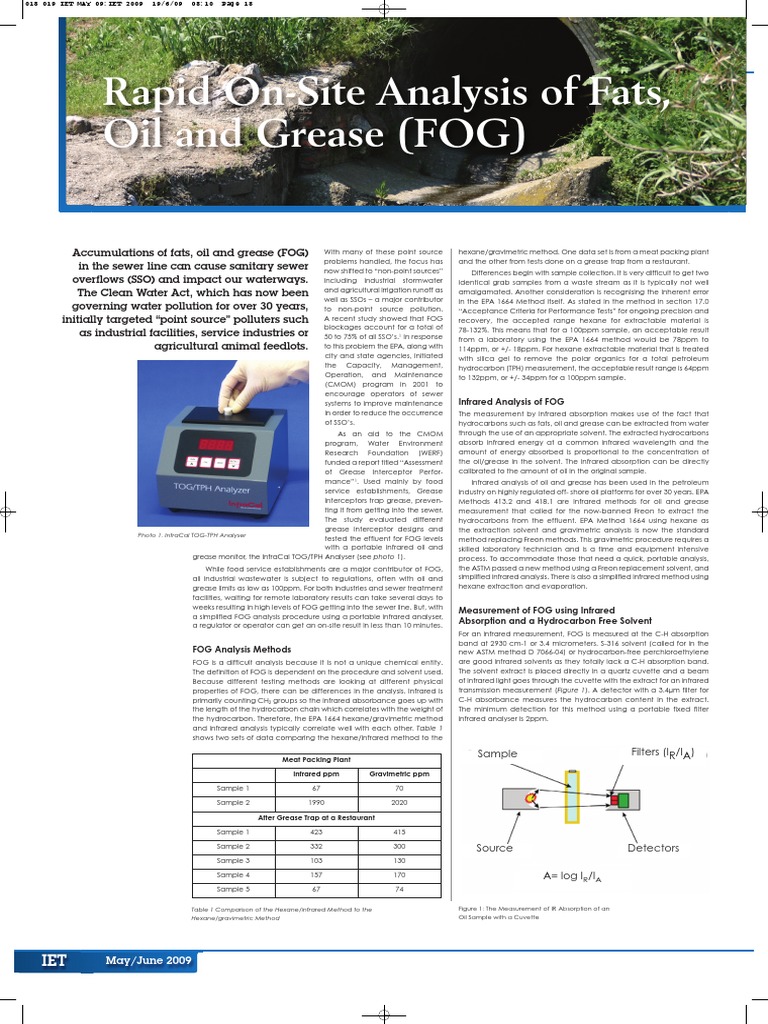 Rapid On-Site Analysis of Fats, Oil and Grease (FOG) | PDF | Petroleum ...