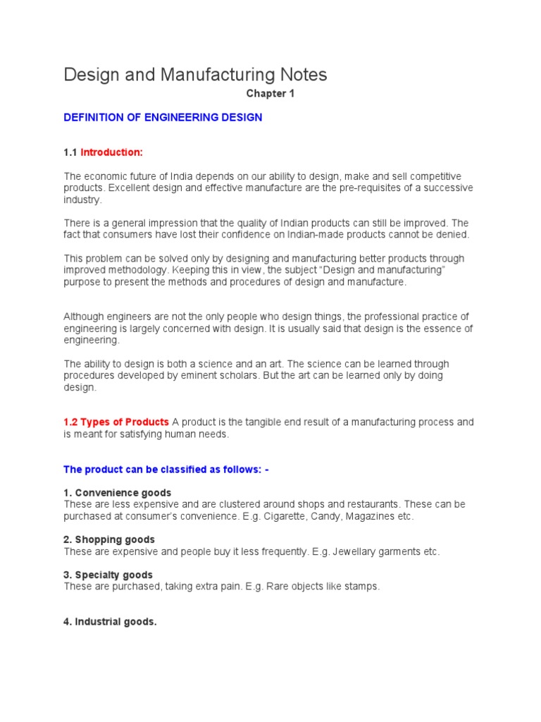 Design and Manufacturing Notes | PDF | Design | Creativity