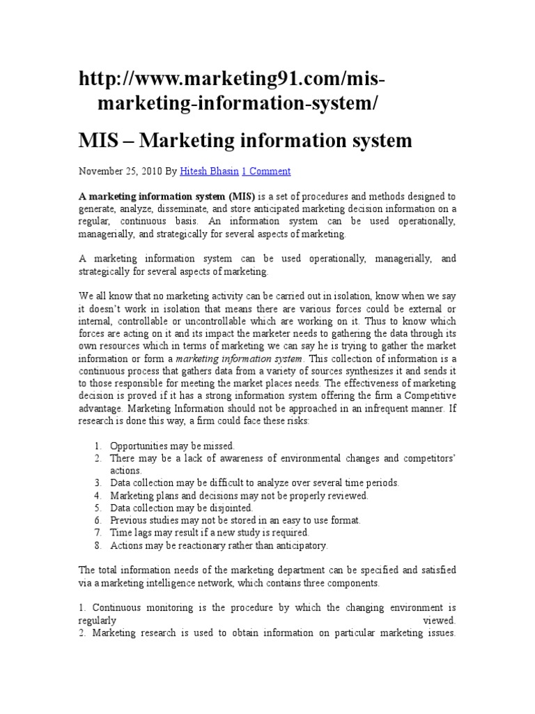 Marketing-Information-System/ MIS - Marketing Information System | PDF ...