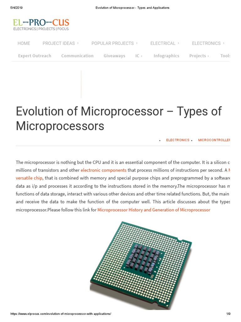 Evolution of Microprocessor - Types and Applications | PDF | Central ...