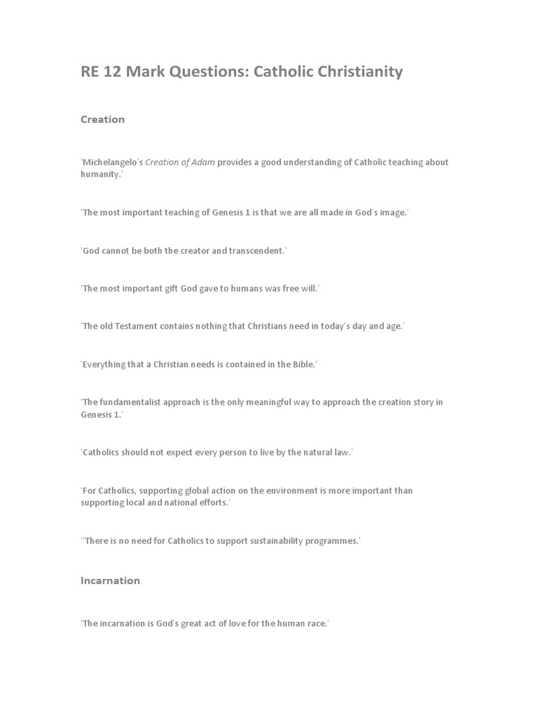 RE 12 Mark Questions | PDF | Religion & Spirituality