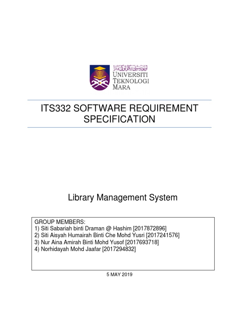 ITS332 SRS Library Management System | PDF | Library (Computing ...
