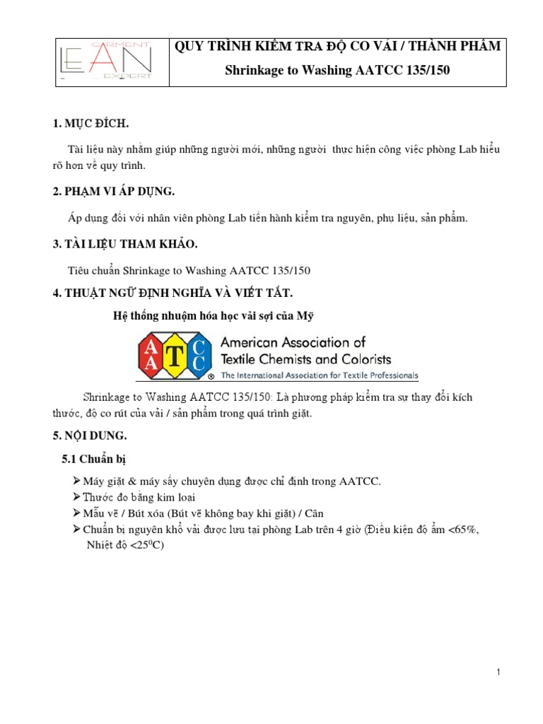 Test giặt AATCC 135 150 | PDF