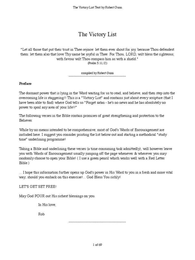 The Victory List of Bible Promises - Robert Gunn | PDF | Abraham | Thou