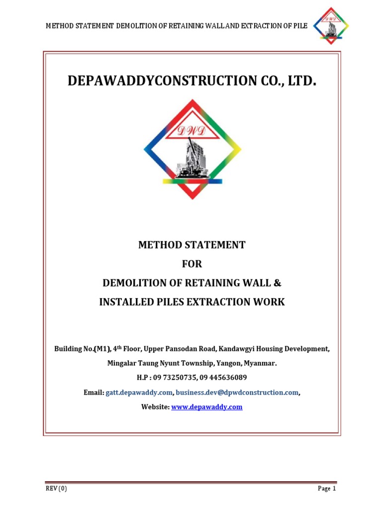 MOS For Demolition & Pile Extraction PDF | PDF | Demolition | Deep ...